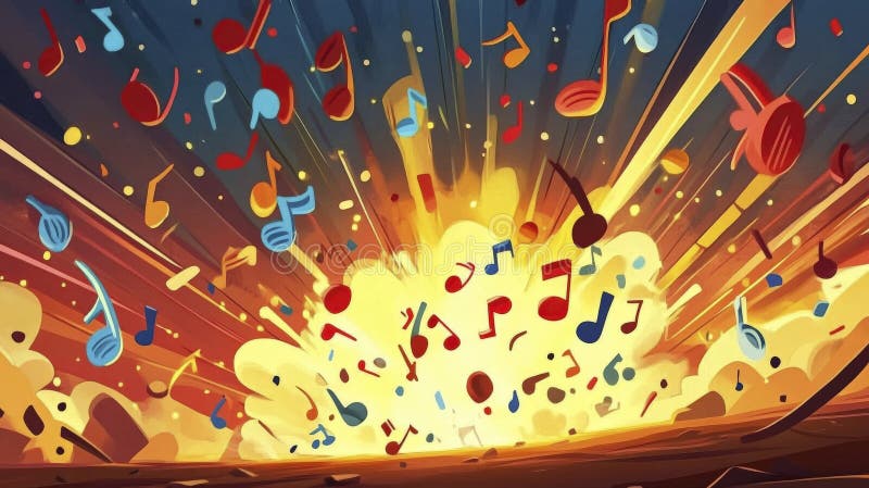 Explosive Burst of Colorful Musical Notes, Dynamic Art Stock ...