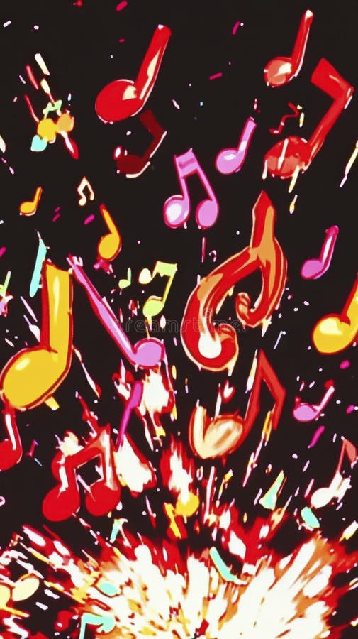 Explosive Burst of Colorful Notes in Energetic Display Stock ...