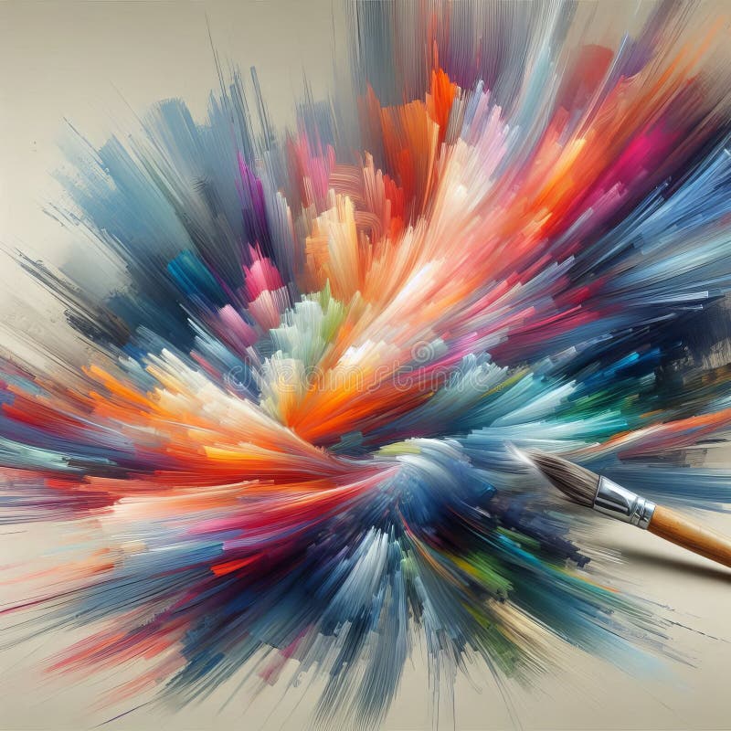 Explosive Burst of Colorful Paint Strokes with Brush Stock Photo ...