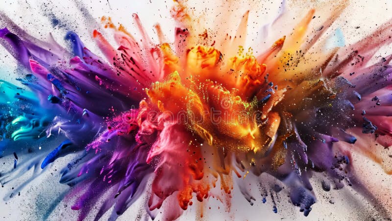 Explosive Burst of Colorful Powder on White Background, Abstract Art ...