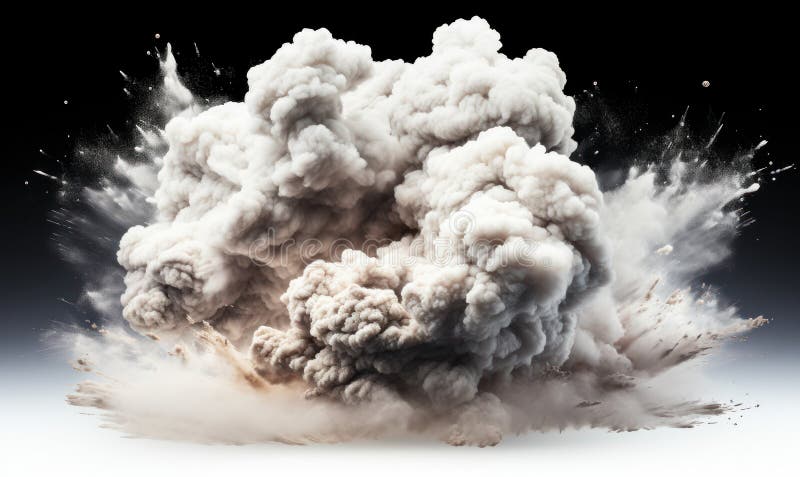 Explosive Burst of Dense Smoke Clouds Isolated on White Background ...