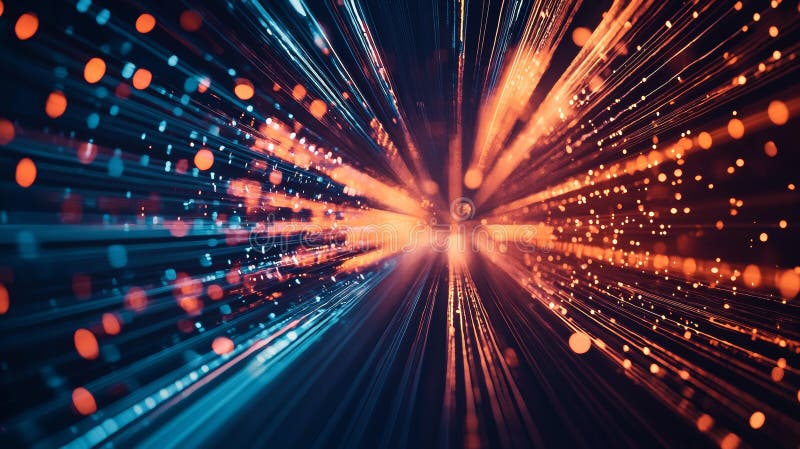 Explosive Burst of Digital Lights in Blue and Orange Stock Photo ...