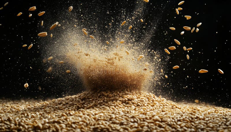 Explosive Burst of Dry Raw Wheat Grains Stock Image - Image of flying ...