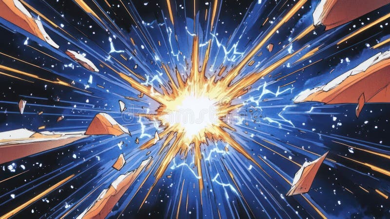 An Explosive Burst of Energy in a Cosmic Background, Depicting Motion ...