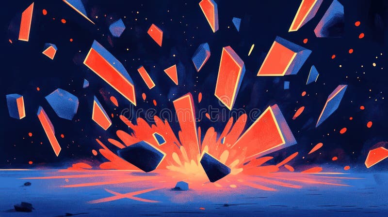 An Explosive Burst of Energy with Fragments Flying in Vibrant Colors ...