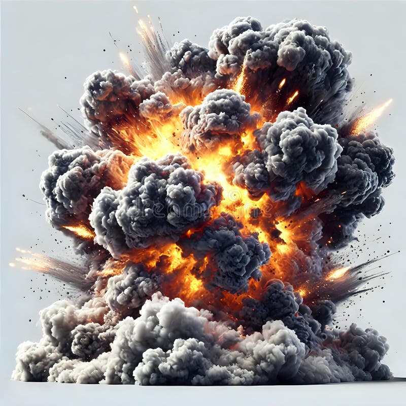 Explosive Burst with Fiery Smoke and Dynamic Orange Explosion Isolated ...
