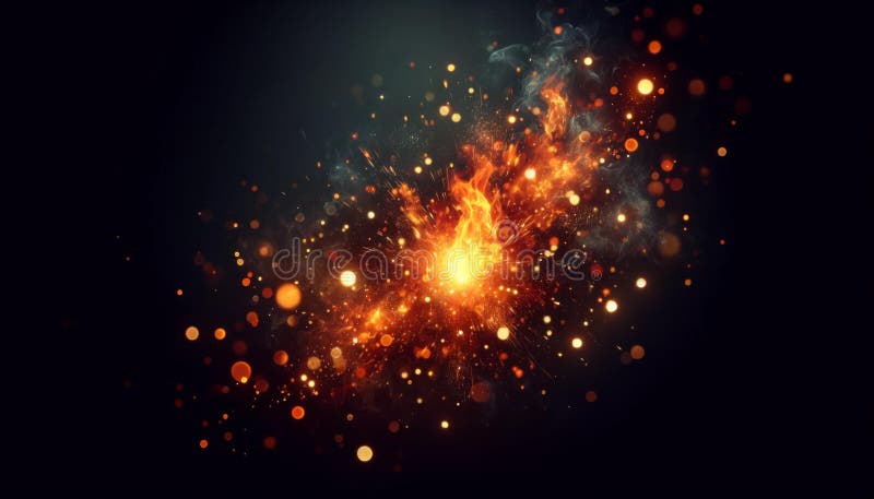 Explosive Burst of Fire and Sparks, Energy Concept Stock Illustration ...