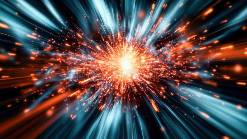 Explosive Burst of Light with Energy Particles. Generative Ai Stock ...