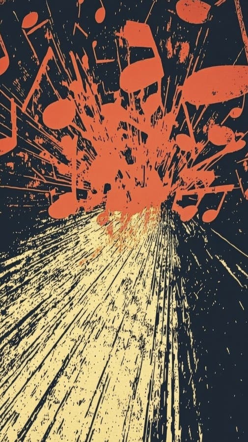 Explosive Burst of Musical Notes on Dark Background Stock Illustration ...