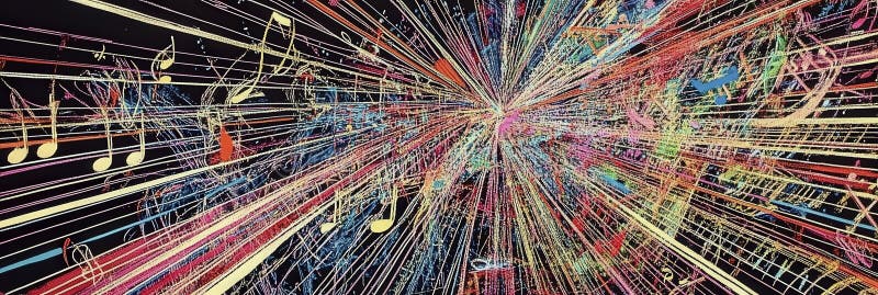 Explosive Burst of Musical Rhythms in Vibrant Colors Stock Illustration ...