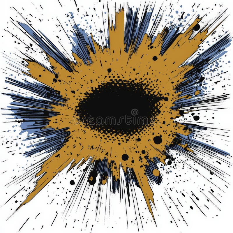 Explosive Burst of Orange and Blue with Black Central Void and Streaks ...