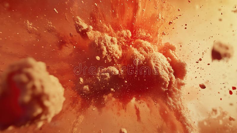 Explosive Burst of Orange and Red Debris Capturing the Energy of a ...