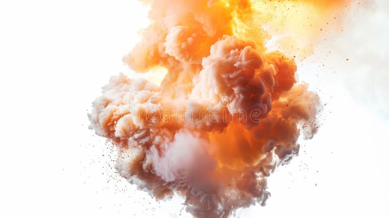 Explosive Burst of Orange and White Clouds Generative AI Stock Photo ...