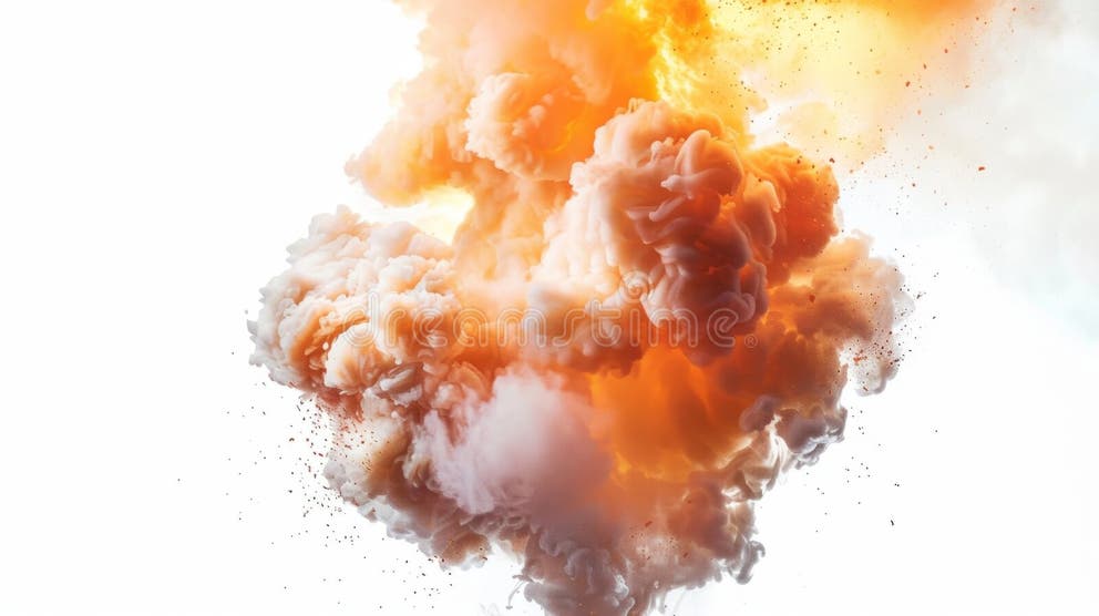 Explosive Burst of Orange and White Clouds Generative AI Stock Photo ...