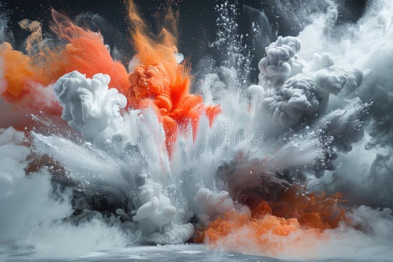 Explosive Burst of Orange and White Substance. Generative AI Stock ...