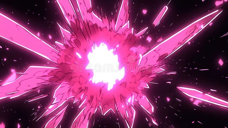 An Explosive Burst of Pink Energy with Sharp Shards Radiating Outward ...