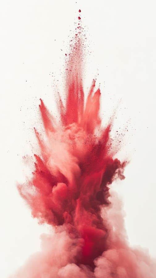 Explosive Burst of Red Powder on White Background, Dynamic Motion. Art ...