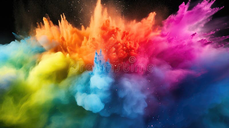 Explosive Burst of Vibrant Colors Creating a Dynamic Abstract Cloud ...