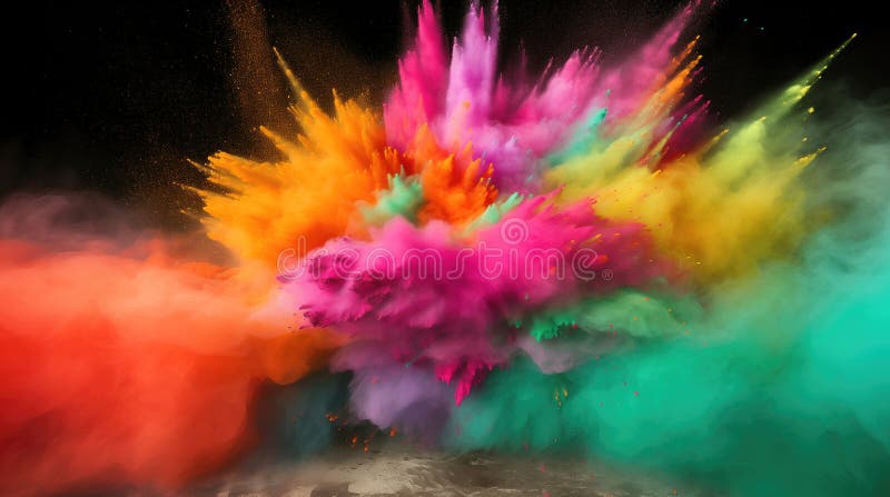 Explosive Burst of Vibrant Colors in Dynamic Paint Explosion Art Stock ...