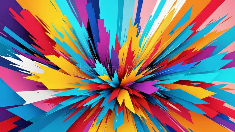 Explosive Burst of Vibrant Colors and Sharp Shapes, Creating a Dynamic ...