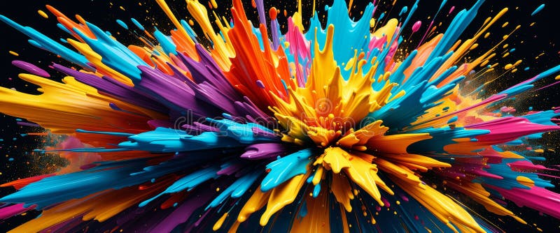 Explosive Burst of Vibrant Paint Colors in Dynamic Motion Stock Image ...