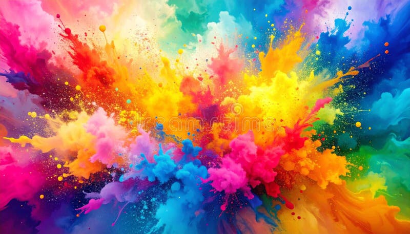 Explosive Burst of Vivid Colors Abstract Art Background with Dynamic ...