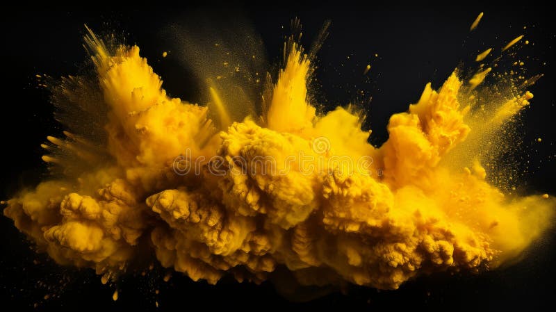Explosive Burst of Yellow Powder Creating a Dynamic and Vivid Cloud ...