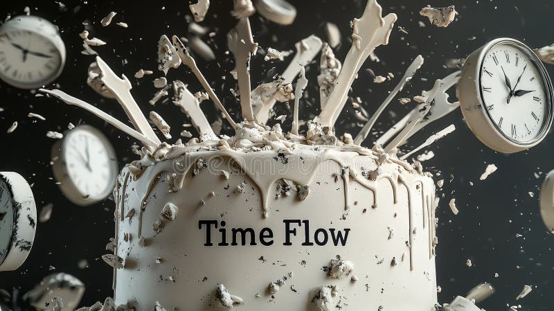 Explosive Cake with Dynamic Clock Design Stock Photo - Image of dessert ...