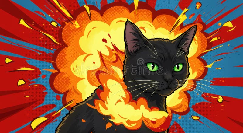 Explosive Cat: a Pop Art Masterpiece Stock Illustration - Illustration ...