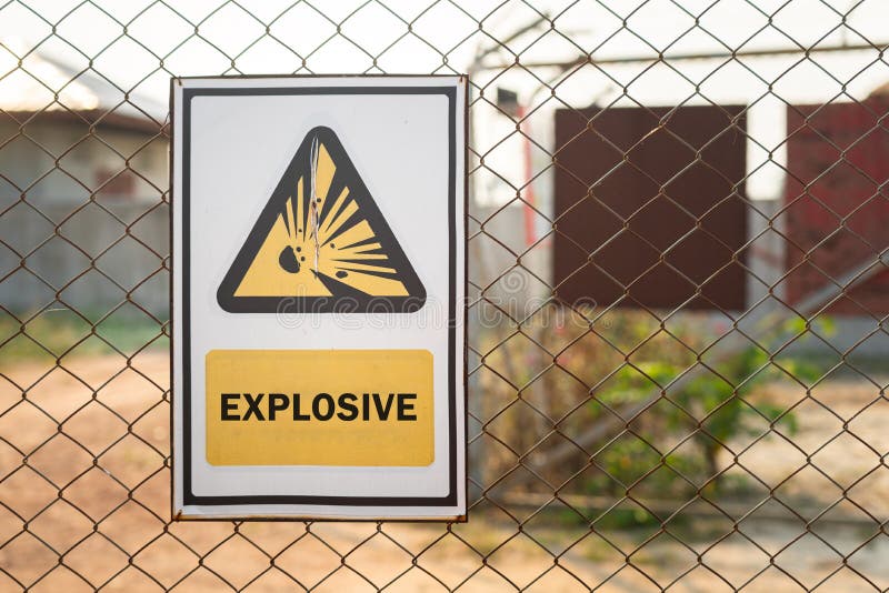 `Explosive` Caution Information Metal Sign Plate. Stock Image - Image ...