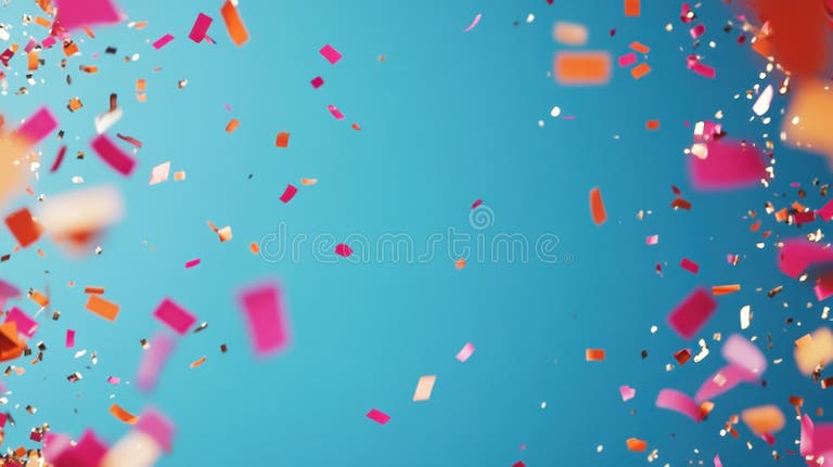 Explosive Celebration with Confetti Rain on Blue Background Stock Photo ...