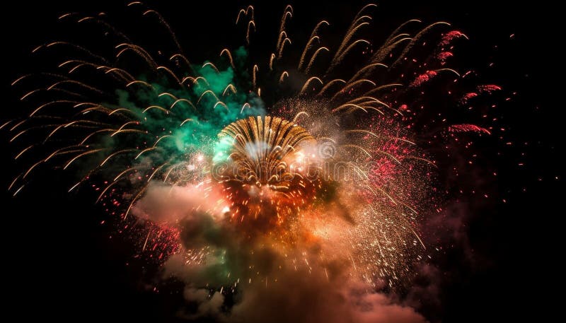 Explosive Celebration Ignites Vibrant Firework Display in Dark Night ...