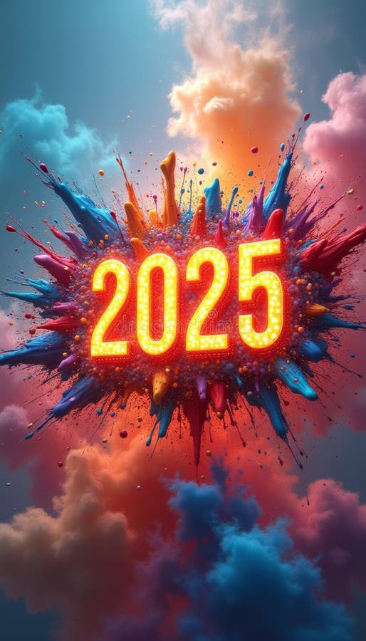 Explosive Celebration of the New Year 2025 Stock Image - Image of ...