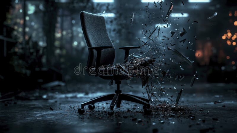Explosive Chair Destruction Office Space Digital Art Dark Environment ...