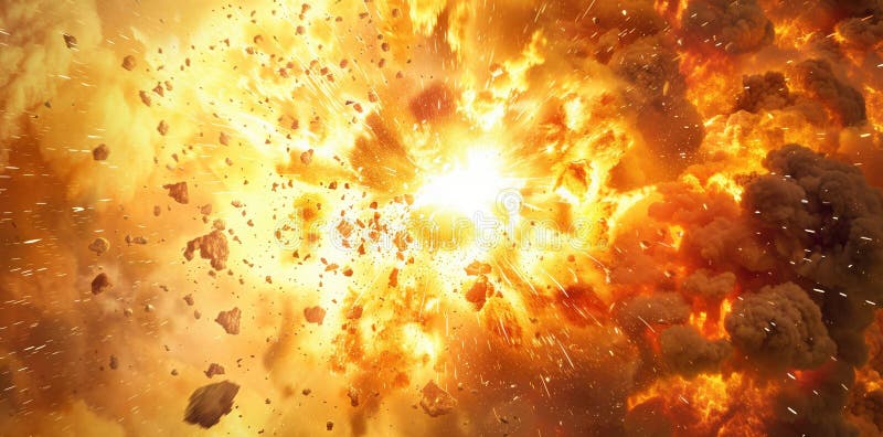 Explosive Chaos. High-detail Explosion on a Plain Background Concept ...