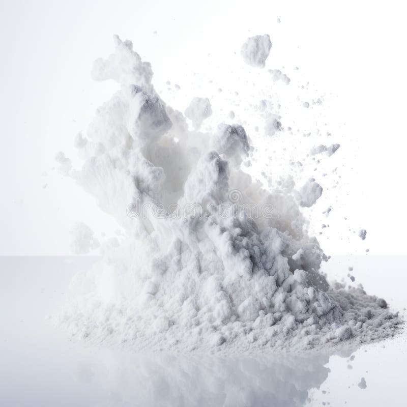 Explosive and Chaotic White Powder on a Rendered Surface Stock ...