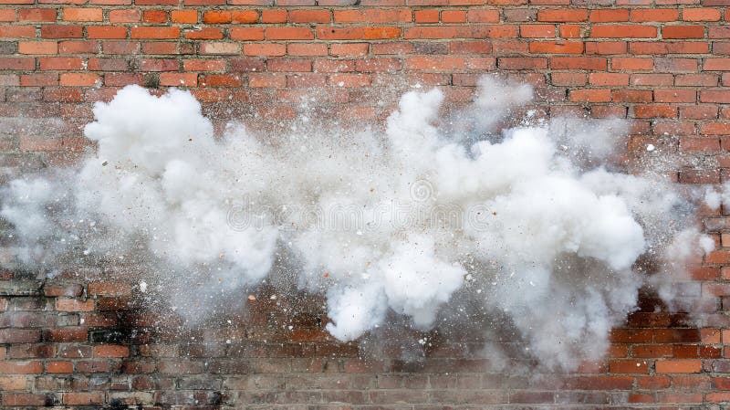 Explosive Charge Detonating on a Brick Wall, Causing Fragmentation and ...