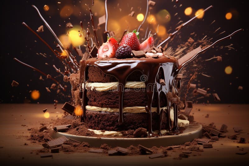 Explosive Chocolate Cake Flavor Concept Stock Image - Image of cake ...