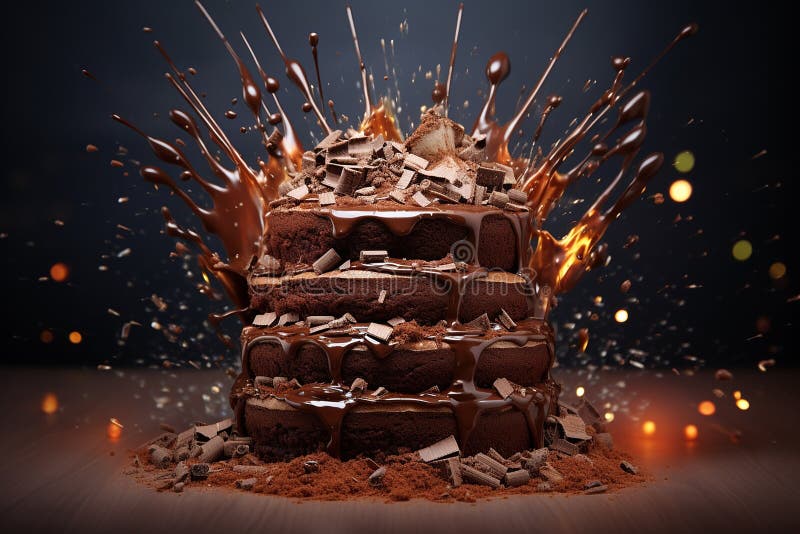 Explosive Chocolate Cake Flavor Concept Stock Illustration ...