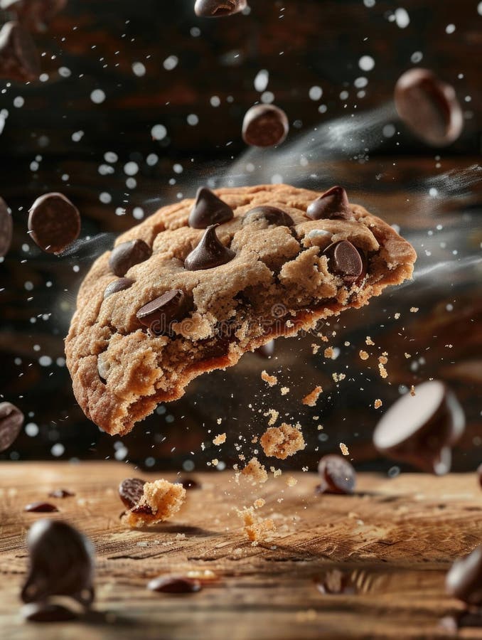 Explosive Chocolate Chip Cookie Stock Image - Image of munch, food ...