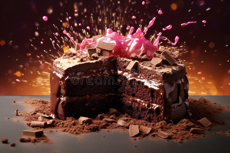 Explosive Chocolate and Strawberry Cake Flavor Concept Stock Image ...