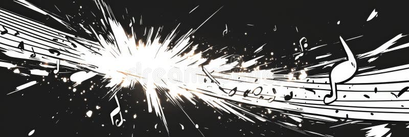 Explosive Clash of Notes in Black and White Contrast Stock Illustration ...