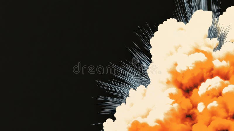 Explosive Cloud with Abstract Fiery Burst Against Dark Background Stock ...