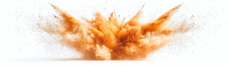 An Explosive Cloud of Orange Dust Erupts Against a White Background ...