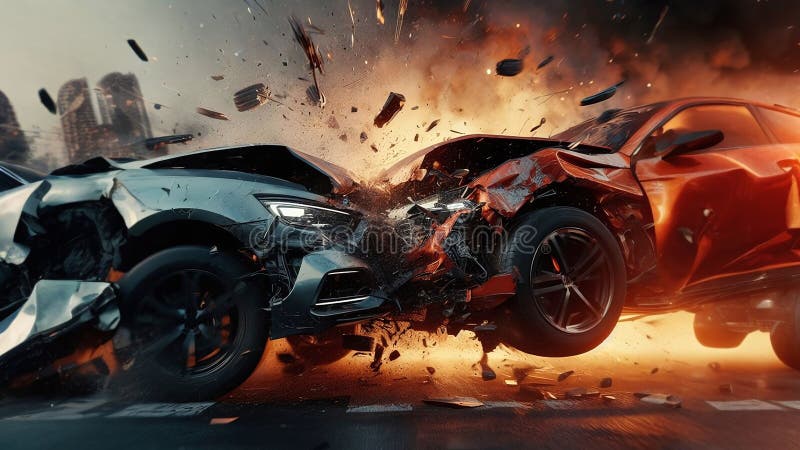 Explosive Collision - AI Generated Illustration, Realistic Stock ...