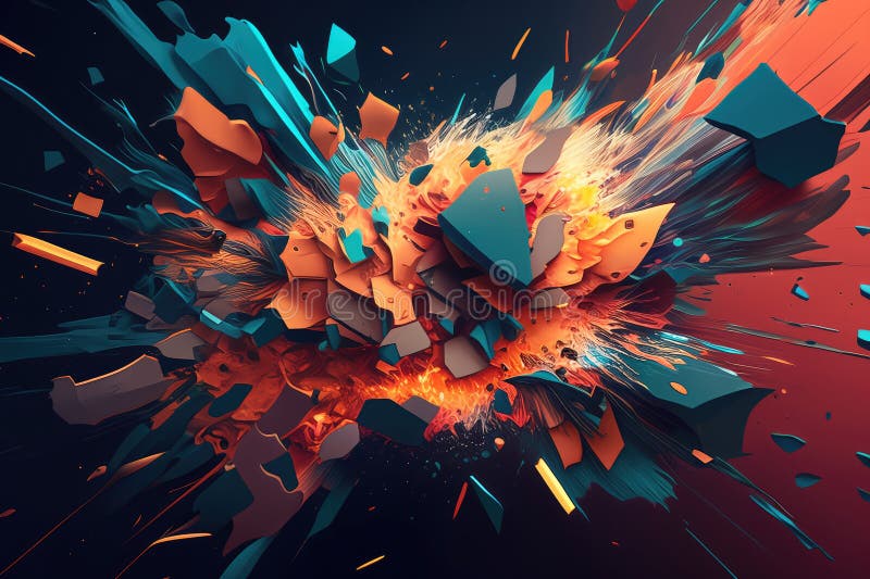 Explosive Collision of Overlapping Shapes and Colors Stock Illustration ...