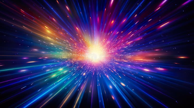 Explosive Color Beams from the Center Background. Generative AI. Stock ...