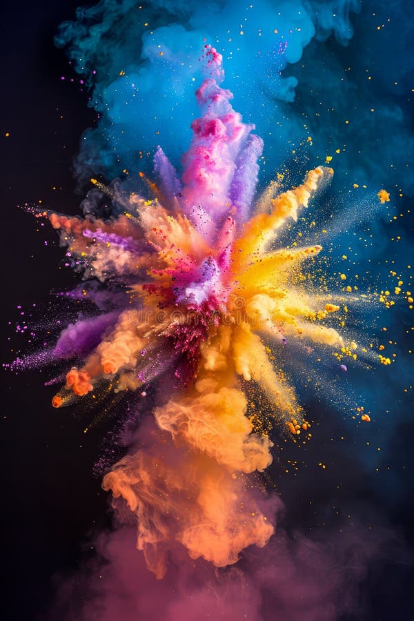 Explosive Color Burst Vibrant Abstract Powder Explosion on Dark Cosmic ... Explosive Color Burst Vibrant Abstract Powder Explosion on Dark Cosmic ...