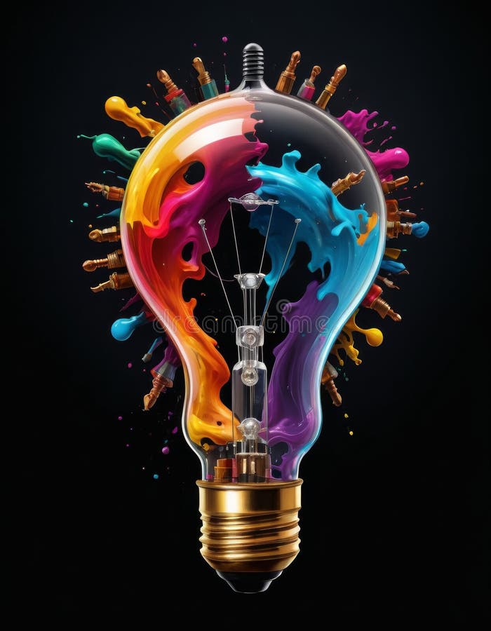 Explosive Color Light Bulb stock image. Image of paint - 313932887