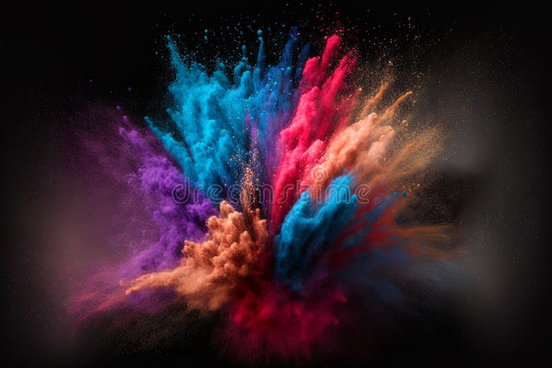 Explosive Color Powder Burst Rainbow Colors Dust Splash Concept. Ai ...